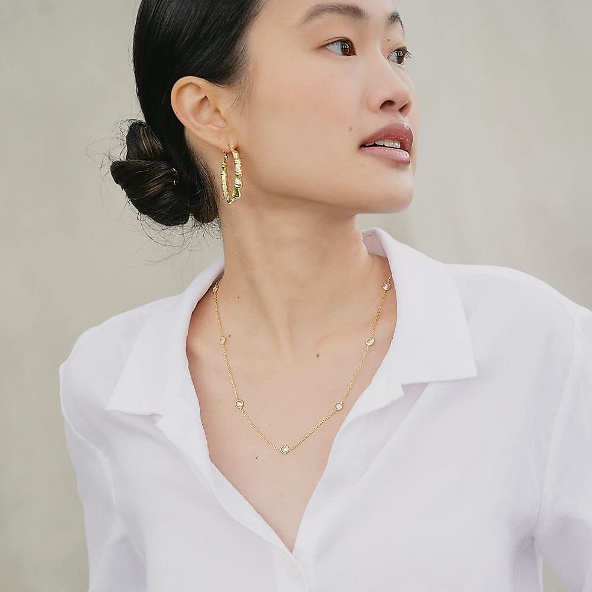 NYC Sterling Women Gold Plated Sterling Silver 3MM Round Cubic Zirconia Station Necklace 16"-30" (20)