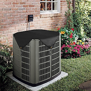 Pusonor Air Conditioner Covers for Outside Units, Central AC Cover for Outdoor Unit Heavy Duty Water-Resistant Top Cover 28 x 28 Inch, Black