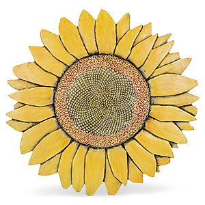 NAT & Jules Sunflower Shaped Dimensional Indoor Outdoor 12 inch Cast Resin Decorative Garden Stepping Stone, Patio, Walkway Sculpture Yard Art, Colorful Yellow
