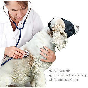 Dog Eye Mask - Dog Calming Cap Doggy Blindfold Shading Dog Eye Cover, Prevent Barking & Hair Free Pet Head Wrap for Small Medium Dogs (S)