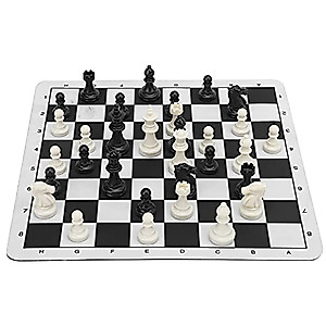 VBESTLIFE Tournament Chess Set Portable International Standard Chess Game Set with Roll Up Rubber Chessboard Chess, Leisure Sports