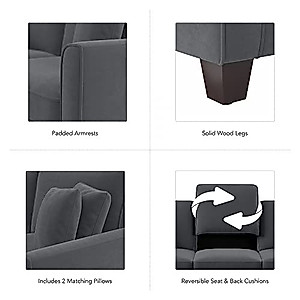 Bush Furniture Flare Sofa, 85W, Dark Gray Microsuede