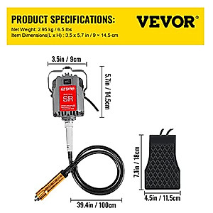 VEVOR S-R Hanging Flex Shaft Grinder 230W Rotary Tool with Stepless Speed Foot Pedal Rotary Carver 0-180000rmp for Carving, Buffing,Drilling,Polishing (6mm flexshaft)