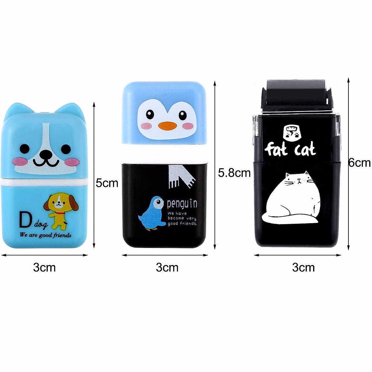 Outus 16 Pcs Roller Erasers Cute Pencil Erasers Animal Erasers with Roller Shaving Roller Case for Easy Pick up and Removal, Back to School Gift Supplies Animal Themed Fun Party Favor