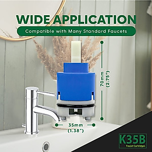 Kerox K35B 35 mm Faucet Cartridge Replacement - Single Lever OEM Faucet Part, Fits American Standard 7038, La Torre & Delta Faucets