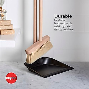 Copco Standing Broom with Dustpan, Beechwood