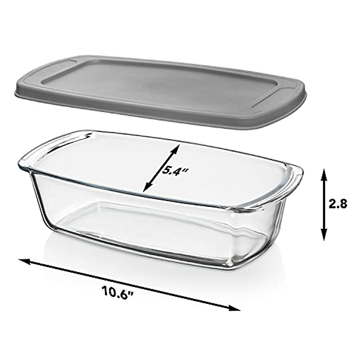 Razab LARGE 7.6 Cups/1800 ML/1.9 Qt Glass Loaf Pan with Lids - Meatloaf Pan BPA free Airtight Lids Grip Handle Easy Carry, Microwave and Oven Safe - Loaf Pans For Baking Bread, Cakes, Glass Loaf Pan