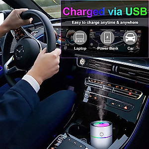 Mini Humidifier, Cool Mist Portable Mini USB Humidifier for Plants Car Baby Bedroom with Auto Shut-Off, Best Personal Humidifier (320ML-White)