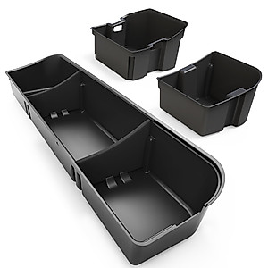 oEdRo Upgraded Under Seat Storage Box Compatible with 2015-2024 Ford F150 SuperCrew Cab & Crew Cab - Unique Textured Black 3-in-1 Design Max Storage (Excl. Super Cab)