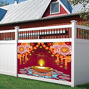 Happy Diwali Backdrop Banner Festival of Lights Diwali Decorations Party Supplies, Deepavali Background Banner for Photo Backdrop
