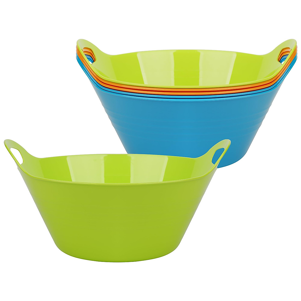 Tiawudi 6 Pack Snack Bowls (4.9L Large), Plastic Serving Bowls for Party, Large Bowls with Handles for Kitchen, Fruit, Cereal, Candy, Salad and Chip, Microwave Safe