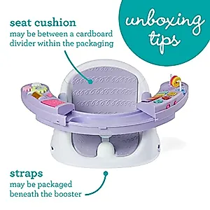 Infantino Music & Lights 3-in-1 Discovery Seat and Booster - Convertible Infant Activity and Feeding Seat with Electronic Piano for Sensory Exploration, for Babies and Toddlers, Lavender