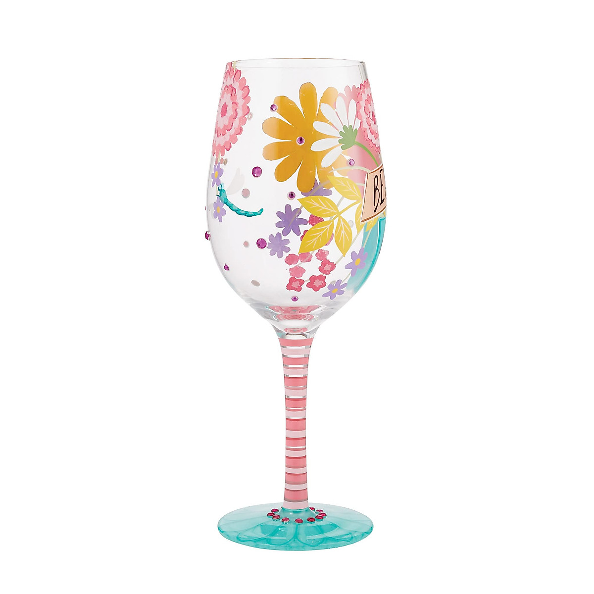 Enesco Designs by Lolita Best Mom Ever Hand-Painted Artisan Wine Glass, 15 Ounce, Multicolor