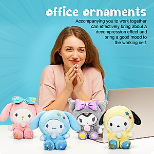 Datigur 4 Pack Kawaii Anime Plush Toys, Cute 10 Inch Stuffed Animal Pillow Doll Soft Cartoon Room Decor Toy Perfect Birthday Party Favor Present for Girls Boys Fans