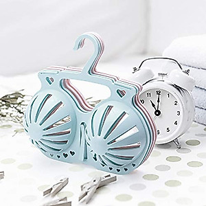 Clothes Hanger, 2Pcs Household Anti-Deformation Bra Drying Rack Seamless Non-Slip Vest Hanger - Blue