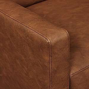 Yaheetech Faux Leather Recliner Sofa Mid-Century Modern Single Reclining Chair Adjustable Back & Footrest Tufted Upholstered Sofa with Pocket Spring Living Room Bedroom Home Theater Brown