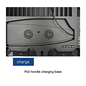 Sequn Vertical Charging Stand for Playstation 5 with Cooling Fan for PS5 Digital Edition/Ultra HD Console, Charging Dock Station with 15 Game Storage Slots and Dual Controller Charger Ports