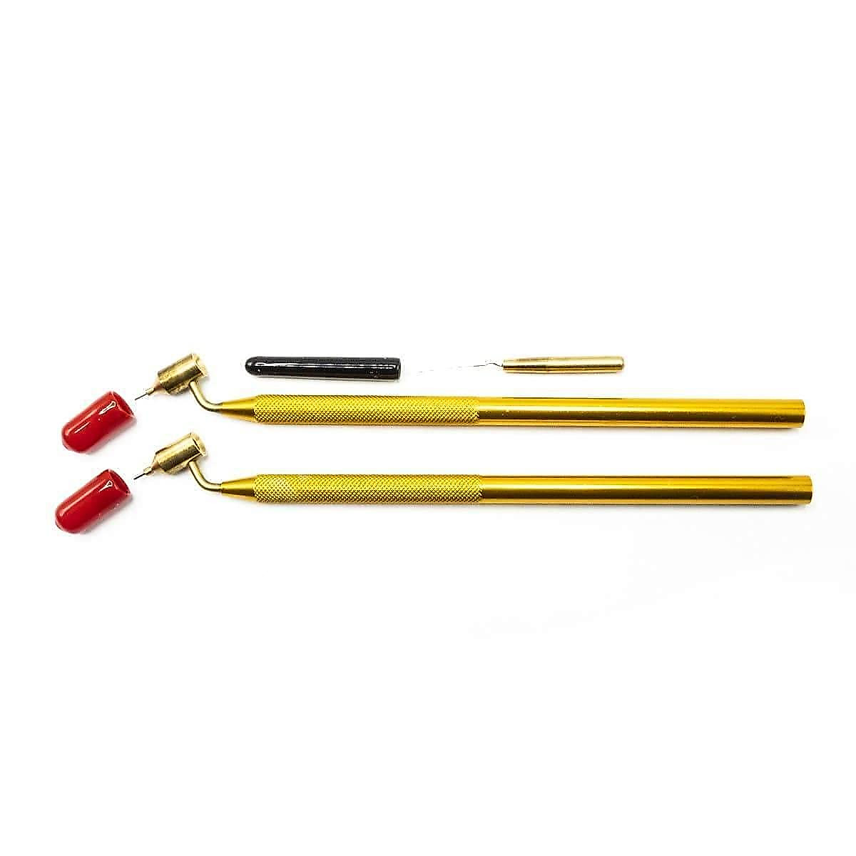 KINGART Fine Line Painting Pen 2 Pc. 0.5mm Fine Line + 0.25mm Extra Fine Line Brass Tips, Fluid Writer Paint Applicator Pen, Precision Touch Up Paint, Rock Chips & Scratch Repair
