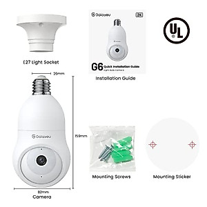 GALAYOU 360 Light Bulb Security Camera Light Socket E27 Lightbulb Camera, 2.4G WiFi Wireless Camera for Home Security with Motion Tracking, Easy Installation, Works with Alexa