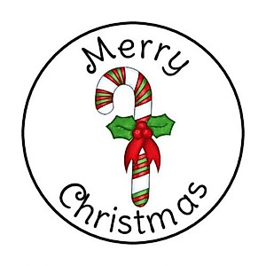 48 pcs Merry Christmas Candy Cane​​ Stickers Envelope Seals Labels Round Tags, Stamps Sticker for Gift Cards, Envelopes, Boxes for Holiday, Birthday, Christmas