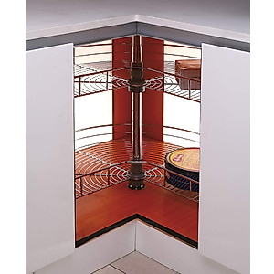 Silverline 32" Cabinet Kidney Shape Wire Chrome Double Rack Kitchen Lazy Susan Turntable 2 Shelf Set