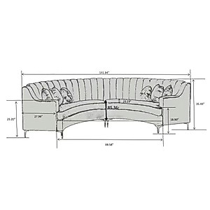 Legend Vansen Velvet Sofa for Living Room Oversized Round Shape Sectional, 142" L x 31" D x 36" H, Navy Blue