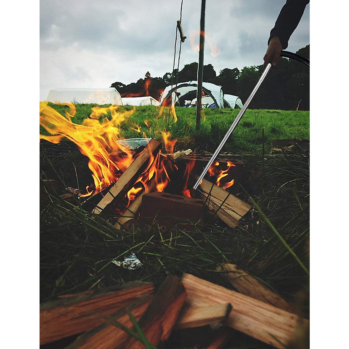 Fireplace Bellows Indoor. Large Capacity Fire Blower for Fireplace, Fire Pit, Stove, BBQ, Outdoor Camping.Foot Air Pump with Collapsible Blower Pipe