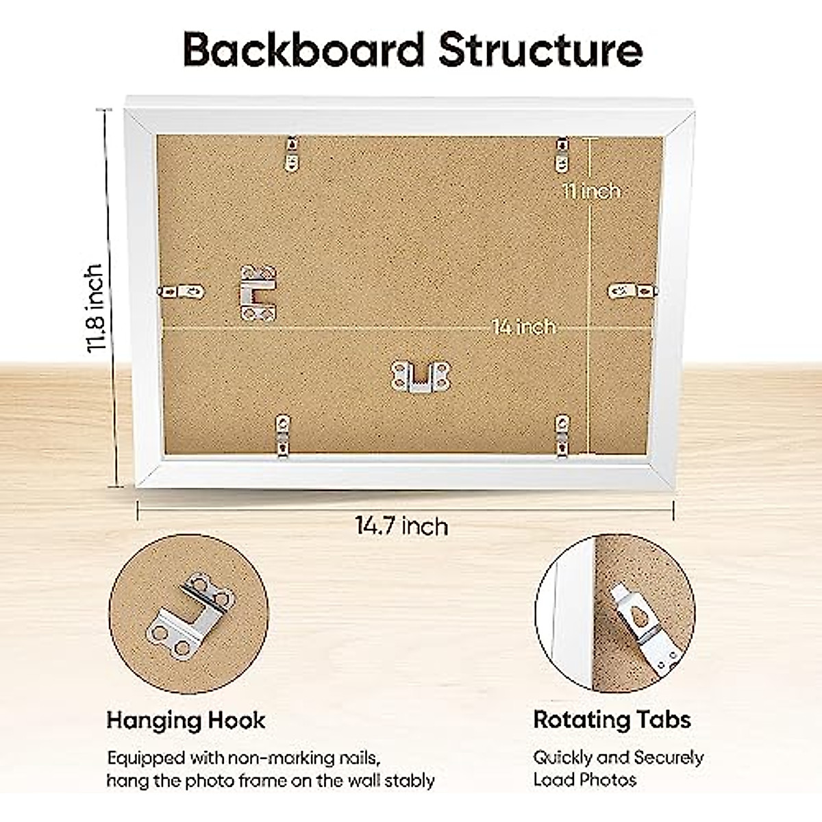 Nacial 11x14 Picture Frames, White Picture Frame, Photo Display 8x10 with Mat and 11x14 without Mat, Horizontal and Vertical Formats for Wall and Tabletop