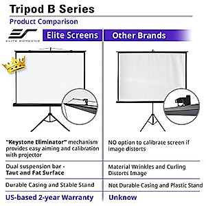 Elite Screens Tripod B, 85-INCH 1:1, Lightweight Pull Up Foldable Stand, Manual, Movie Home Theater Projector Screen, 4K / 8K Ultra HDR 3D Ready, 2-YEAR WARRANTY, T85SB