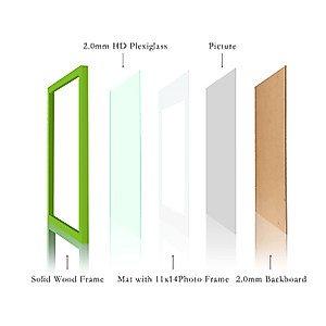 BOJIN 11x14 Picture Frames Green, Solid Wood Display Picture A4 with Mat or 11x14 Without Mat, Wall Hanging Decoration Photo Frame
