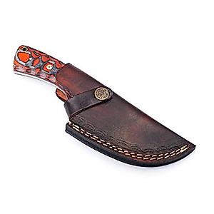Markhor knives Damascus Custom Handmade Hunting Knife Tactical Knife 8.0 Inches Survival Knife Exotic Handle Made of Red and Black Pakkawood with Premium Leather Sheath MK- 5002 (Red)