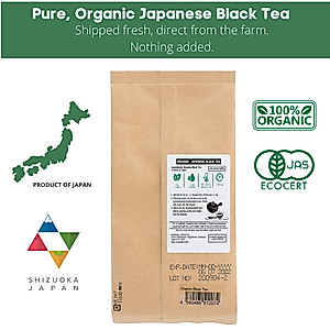 Ocha & Co. Organic Black Tea – Loose Leaf Japanese Tea – Benifuuki Tea Cultivar with Zero Bitterness – Smooth, Mild & Fragrant Premium Tea, 100g/3.5oz