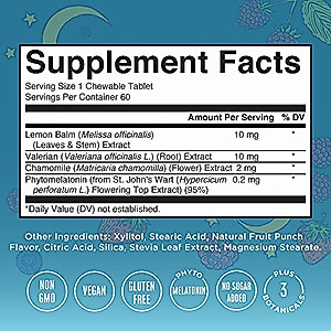 MaryRuth Organics Melatonin | 2 Month Supply | Kids Melatonin Chewable Tablets Ages 4+ | St Johns Wart | Valerian Root | Lemon Balm | Vegan | Non-GMO | Gluten Free | 60 Servings