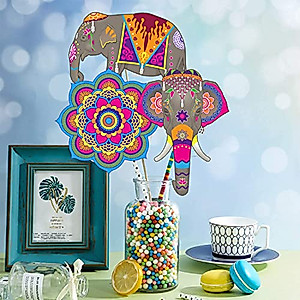 60 Pieces Diwali Elephant Cutouts Cards Party Decorations, Festival of Lights Theme Deepavali Party Signs Paper Cardboard Cutouts Diwali Party Supplies