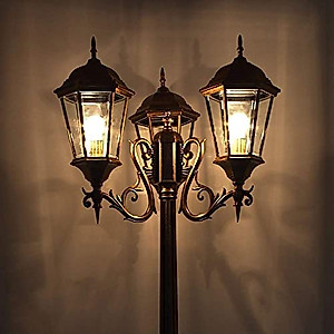 MODEBHD 3 Heads Courtyard Street Light Outdoor Waterproof European Post Lamp Retro Road Light Outdoor Led Landscape High Pole Villa Garden Hanging Lantern (Size : 1.85m)