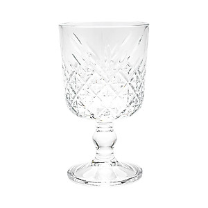 Restaurantware Timeless 11 Ounce Goblet Glasses Set of 6 Etched Cocktail Glasses - Stemmed Dishwasher-Safe Clear Glass Water Goblets Chip-Resistant For Whiskey Or Cocktails