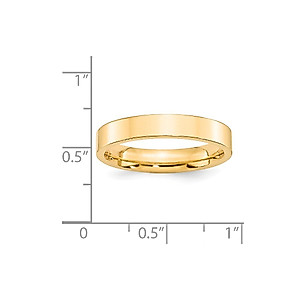 Solid 14k Yellow Gold 4mm Standard Flat Comfort Fit Wedding Band Size 5
