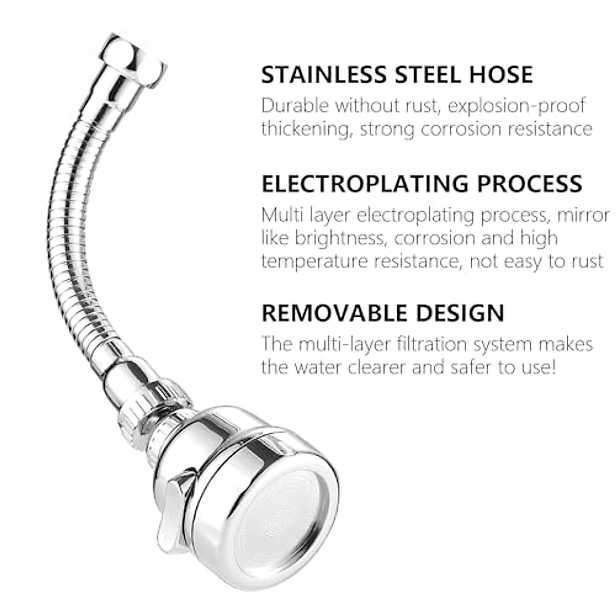 3 Pieces Kitchen Tap Head Fucet Aerator, 360 Degree Rotatable 3 Mode Adjustable Faucet Extender Kitchen Faucet Head Replacement for Bathroom Kitchen