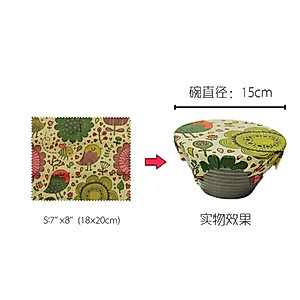 VOVOLO (Bird Print 3 Size S/M/LReusable Beeswax Food Wraps Eco Friendly Wrappers Sustainable Plastic Free Food Storage Washable Bowl Covers Sandwich Wrappers