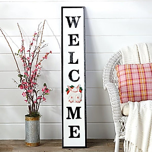 Interchangeable Wall Leaning Welcome Sign with 8 Magnetic Season Icons