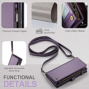 ASAPDOS Case Wallet Compatible with iPhone 12 Mini,Retro PU Leather Strap Wristlet Flip Case with Magnetic Closure,[RFID Blocking] Card Holder and Kickstand for Men Women Purple