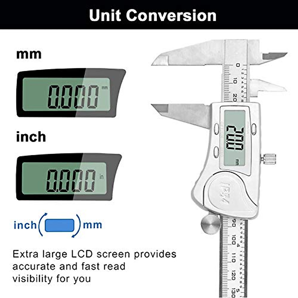 NORTOOLS Digital Caliper 150mm/ 6” Stainless Steel IP54 Waterproof Electronic Micrometer Caliper Measuring Tool with Large LCD Display