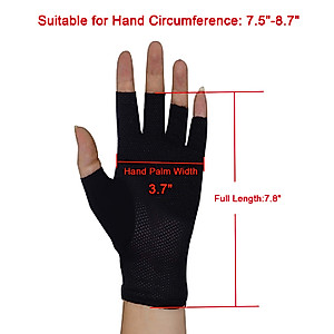 Bienvenu Mens Summer UV Protection Half Finger Outdoor Hiking Driving Cycling Riding Cotton Sunblock Gloves, Black