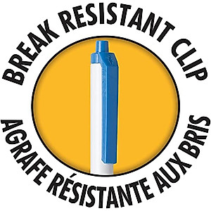 BIC® Clic Stic® Retractable Pens, Medium Point, 1.0 mm, White Barrel, Blue Ink, Pack Of 12