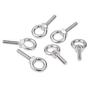 INCREWAY 6pcs Stainless Steel Eye Bolts,304 Stainless Steel M8x35mm Lifting Thread Eye Ring Bolt Screw Eyebolt
