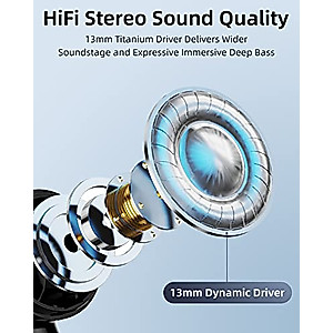 Bluetooth 5.3 Earbuds, HiFi Stereo with 13mm Special Driver, Wireless Headphones in Ear Light-Weight, LED Digital Display, 40H Playtime, IPX7 Waterproof, Bluetooth Earphones 4 Mics for Android iOS