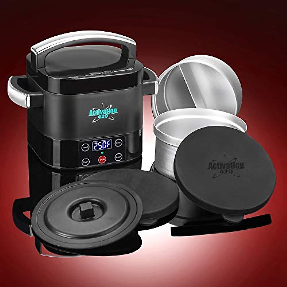 STX Activation 420 Decarboxylator Herbal Activator • Fully Automatic or DIY • Virtually Odorless • Activates Up to 2 Oz of Product • 2 Aluminum Decarb Canisters with Silicone Lids for Storage!