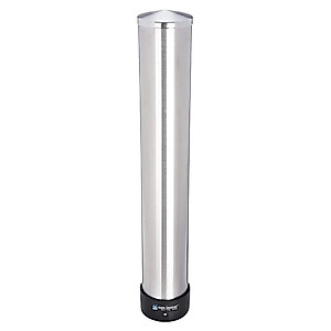San Jamar C3200P Stainless Steel Pull Type Beverage Cup Dispenser, Fits 6oz to 10oz Cup Size, 2-7/32" to 3-3/16" Rim, 23-1/2" Tube Length