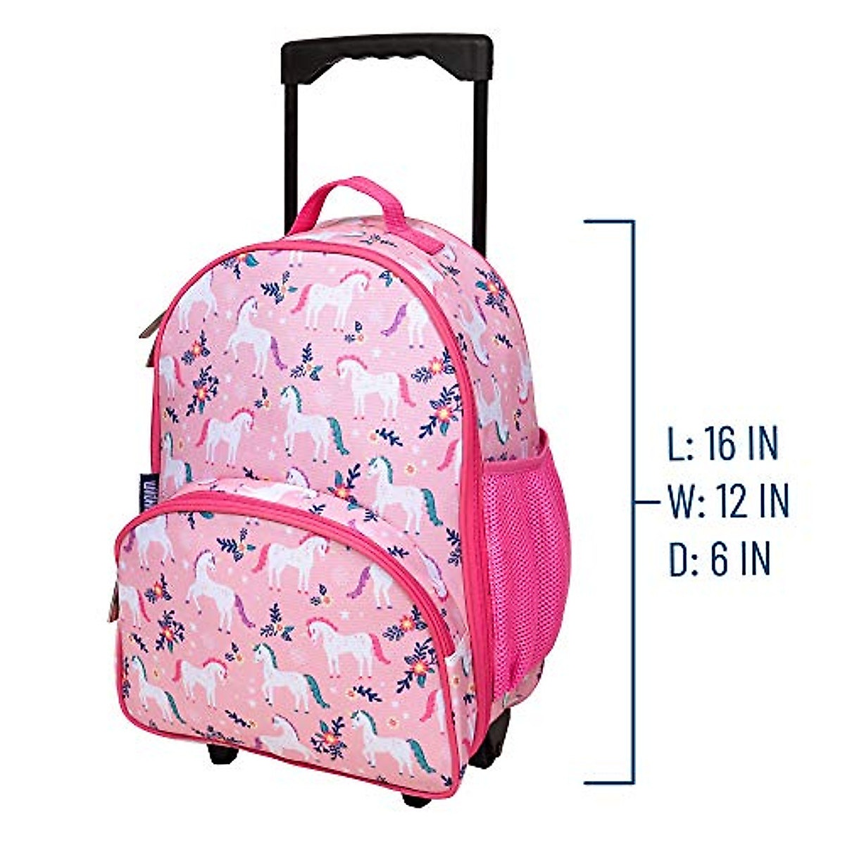 Wildkin Kids Rolling Luggage for Boys and Girls, Carry on Luggage Size is Perfect for School and Overnight Travel, Measures 16 x 12 x 6 Inches (Magical Unicorns)