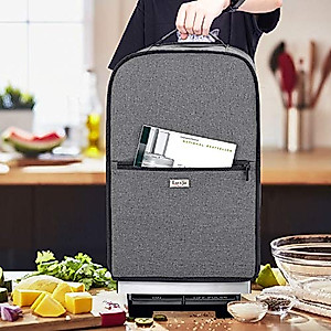 Luxja Food Processor Cover for Cuisinart and Hamilton Beach 11-14 Cup Processor, Food Processor Dust Cover with Accessories Pockets, Gray